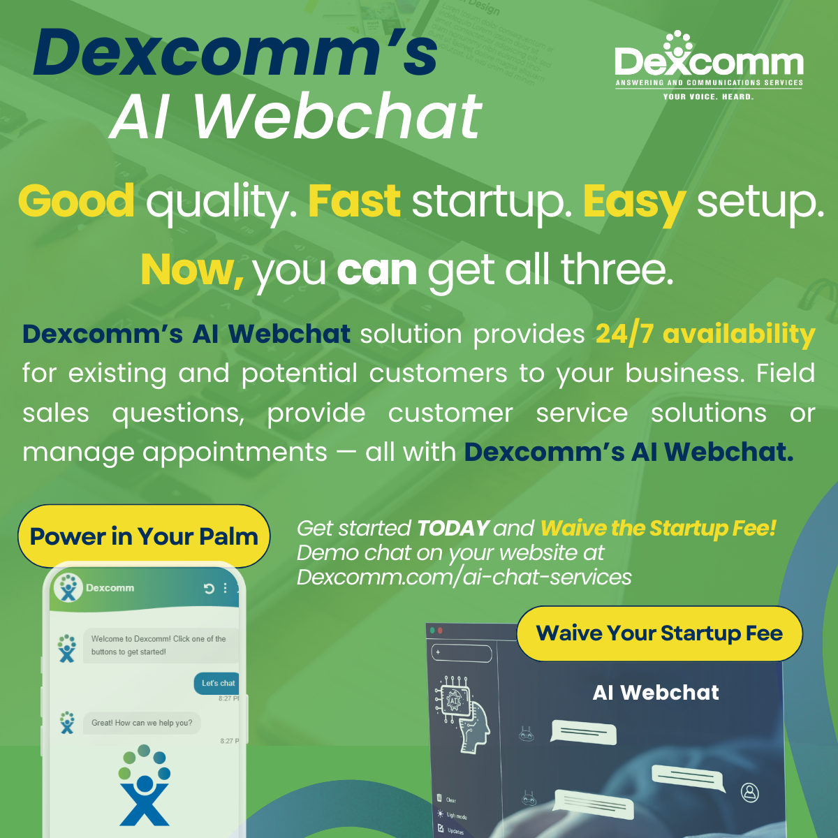 AI Web Chat Sign Up - Request Dexcomm AI Chat Services